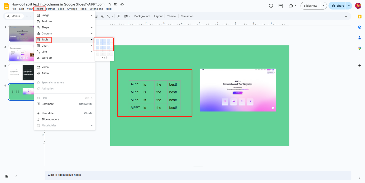 How do I split text into columns in Google Slides? - AiPPT.com