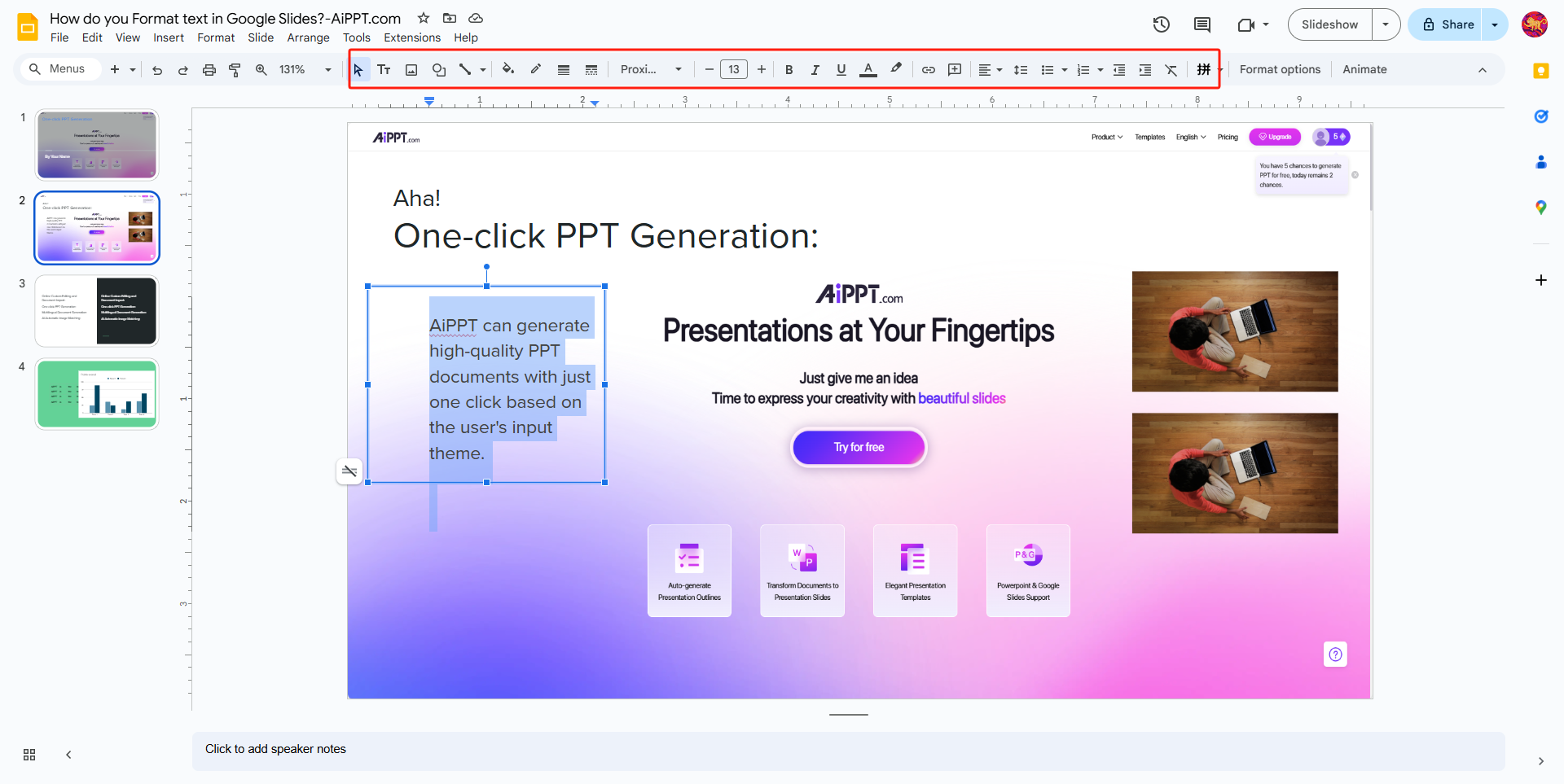 How do you Format text in Google Slides? - AiPPT.com
