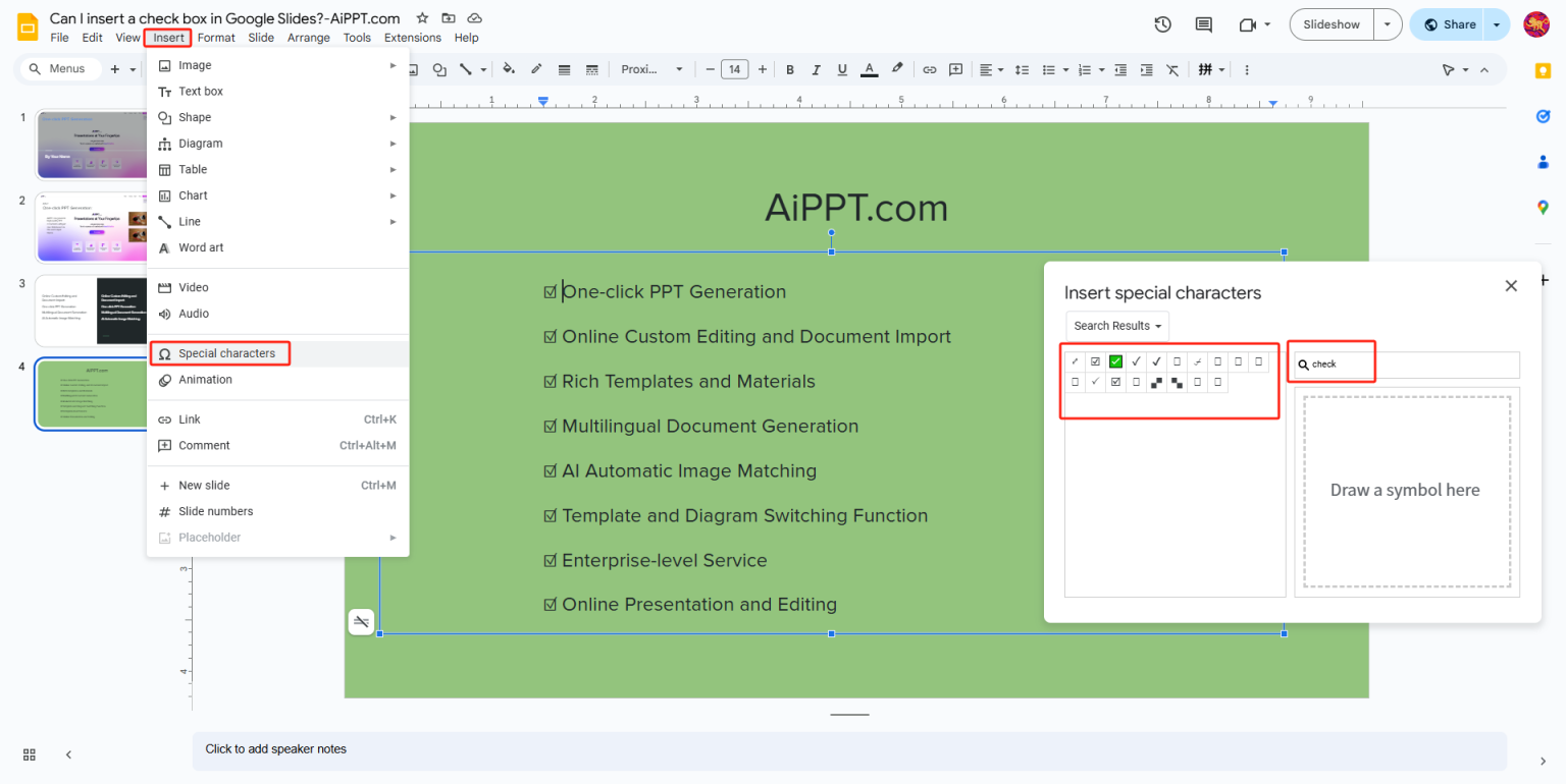 Can I insert a check box in Google Slides? - AiPPT.com