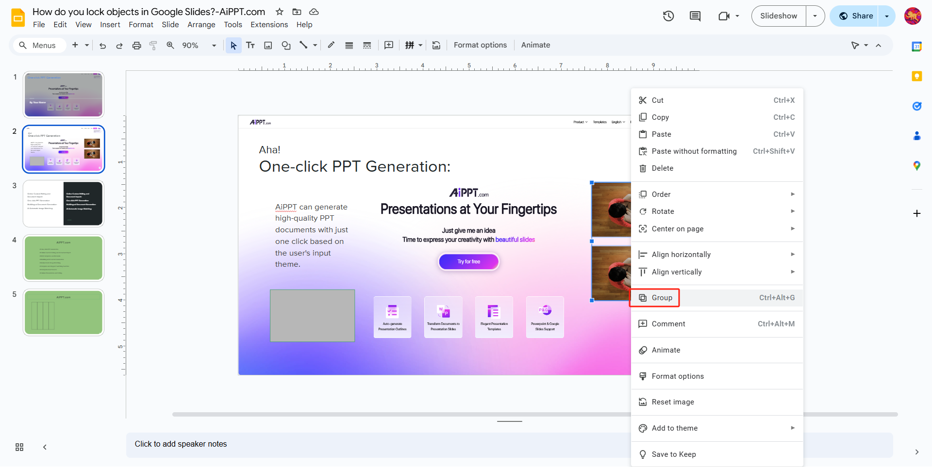 How do you lock objects in Google Slides? - AiPPT.com