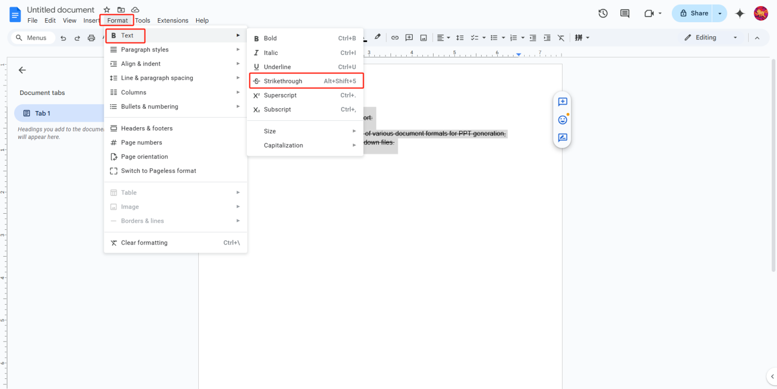 How to put a line through text in Google Slides? - AiPPT.com