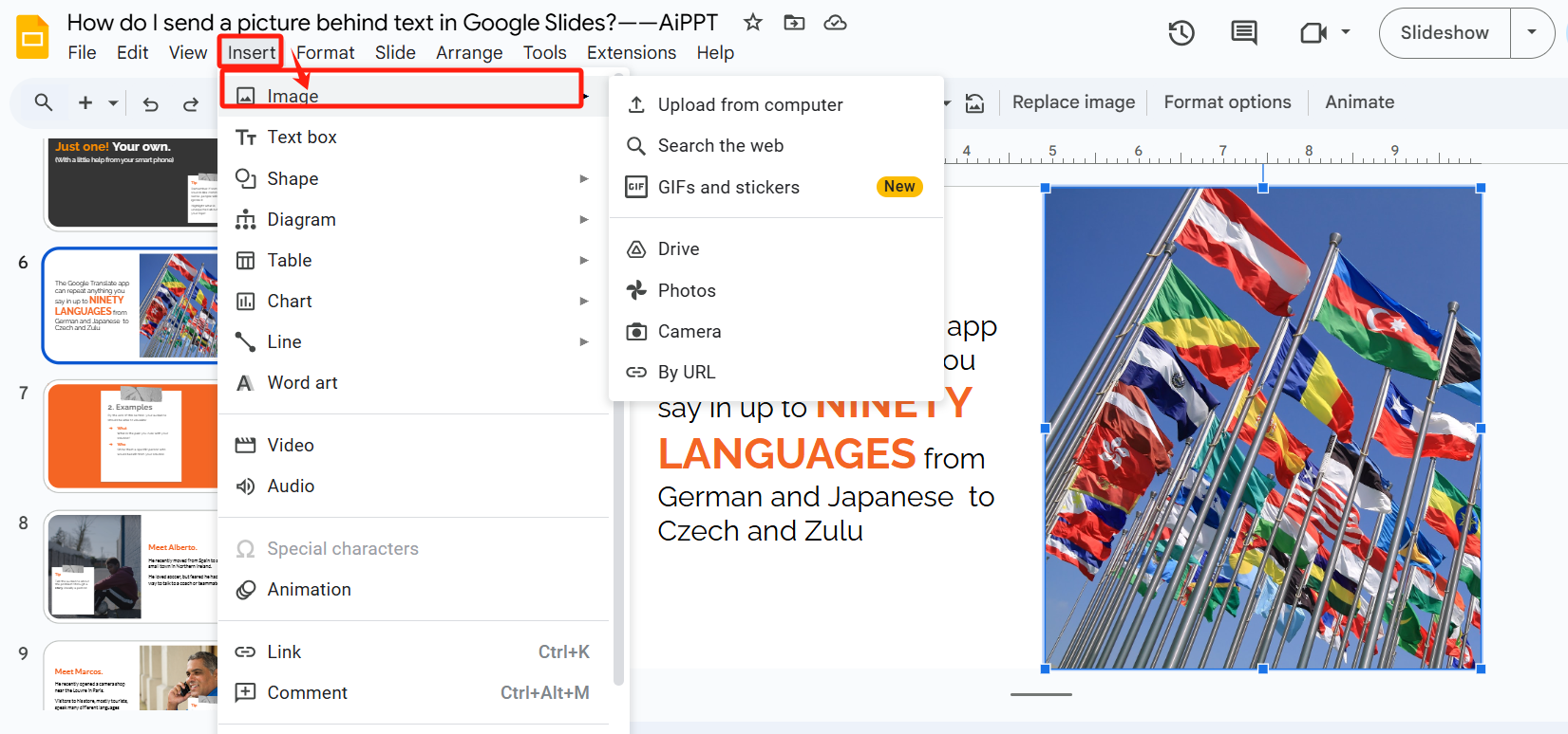 How do I send a picture behind text in Google Slides? - AiPPT.com
