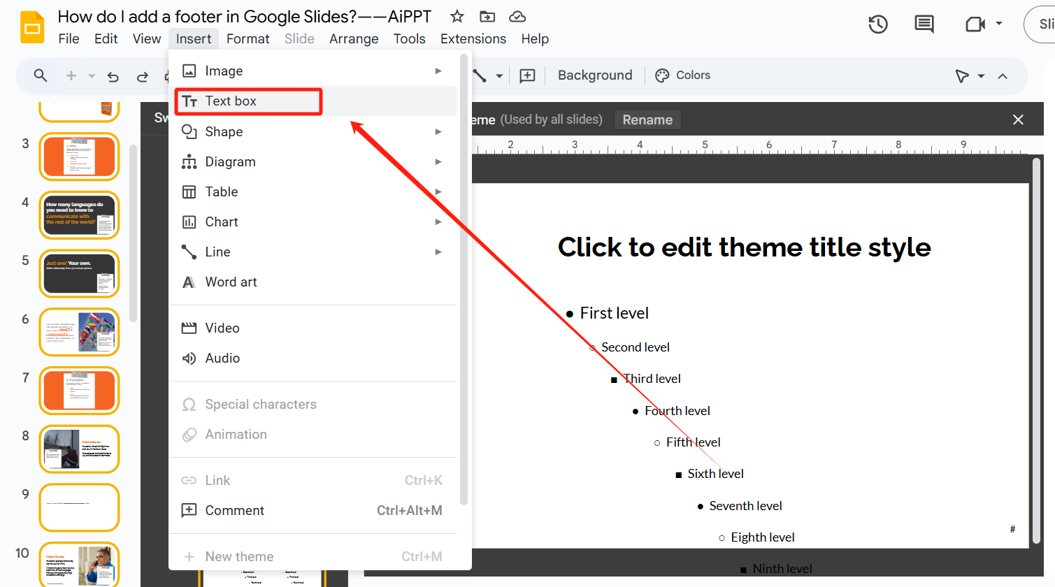 How do I add a footer in Google Slides? - AiPPT.com