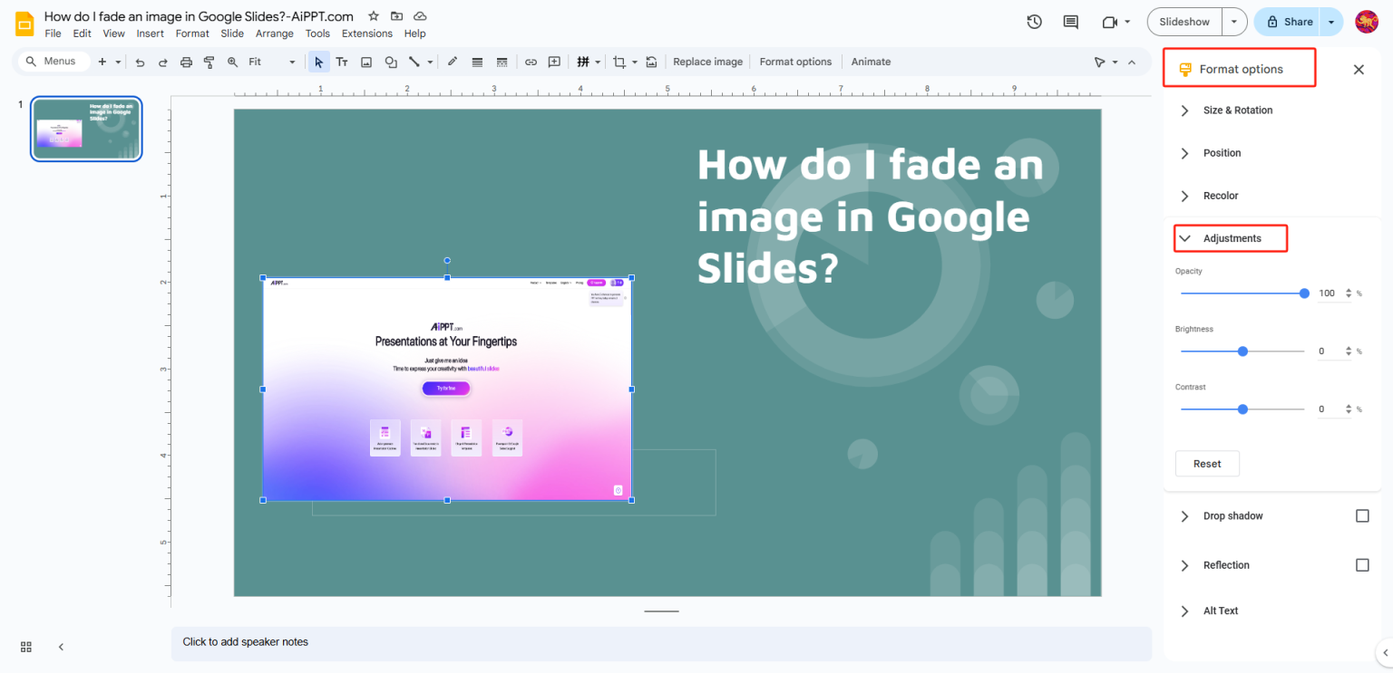 How do I fade an image in Google Slides? - AiPPT.com