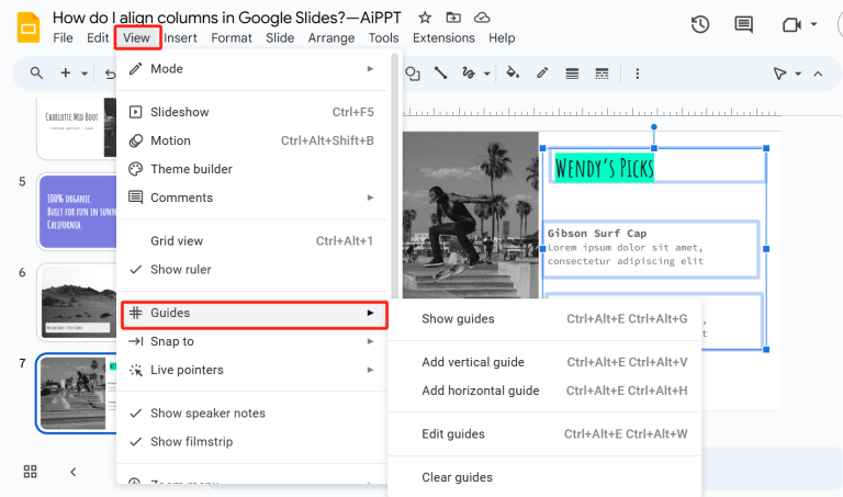 How do I align columns in Google Slides? - AiPPT.com
