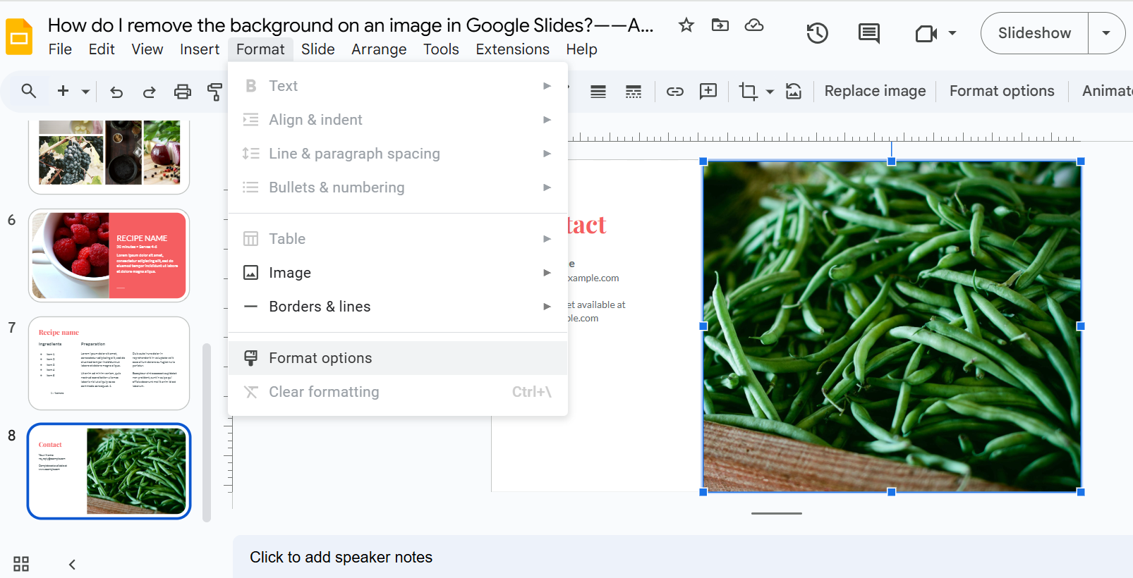 How do I remove the background on an image in Google Slides? - AiPPT.com