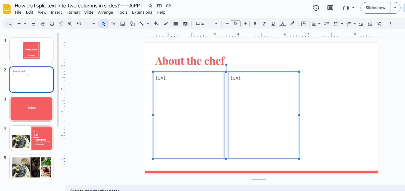 How Do I Split Text Into Two Columns In Slides